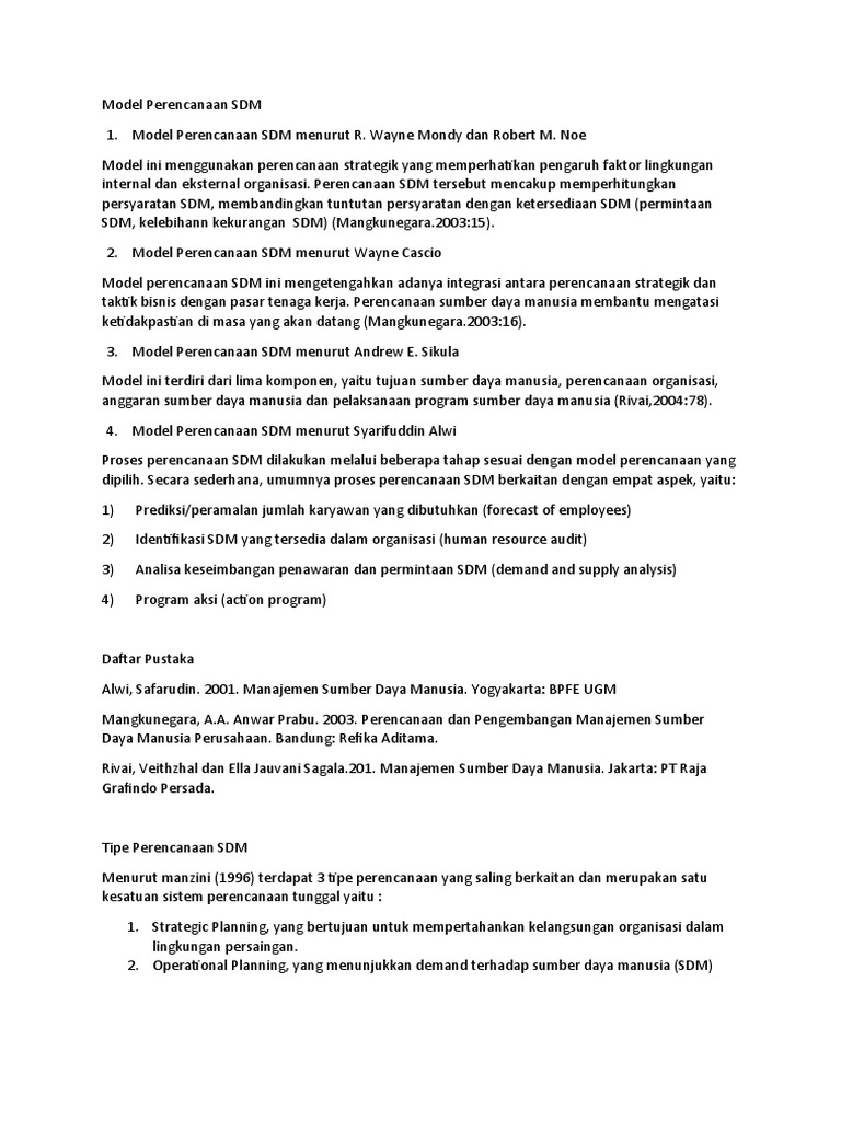 Model Perencanaan SDM | PDF | Komputer