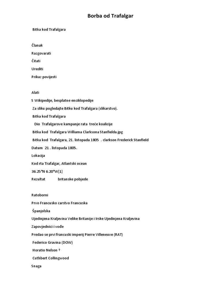 Bitka Kod Trafalgara | PDF