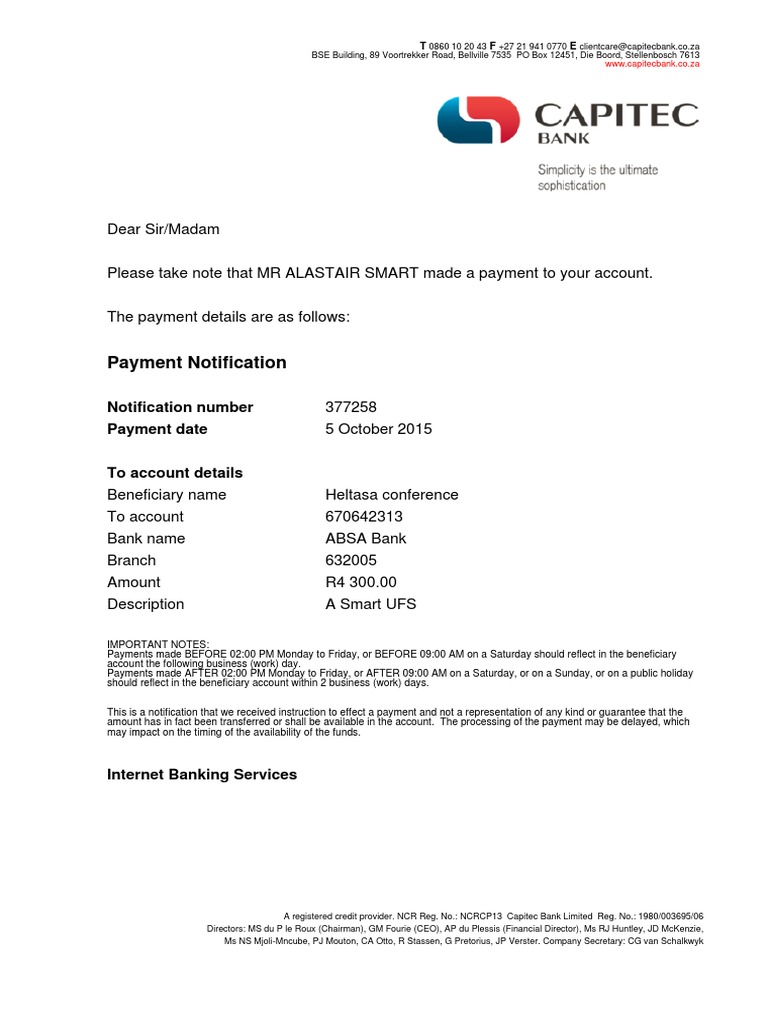 Paymentnotification 1 Betaling Bewys A Smart | PDF