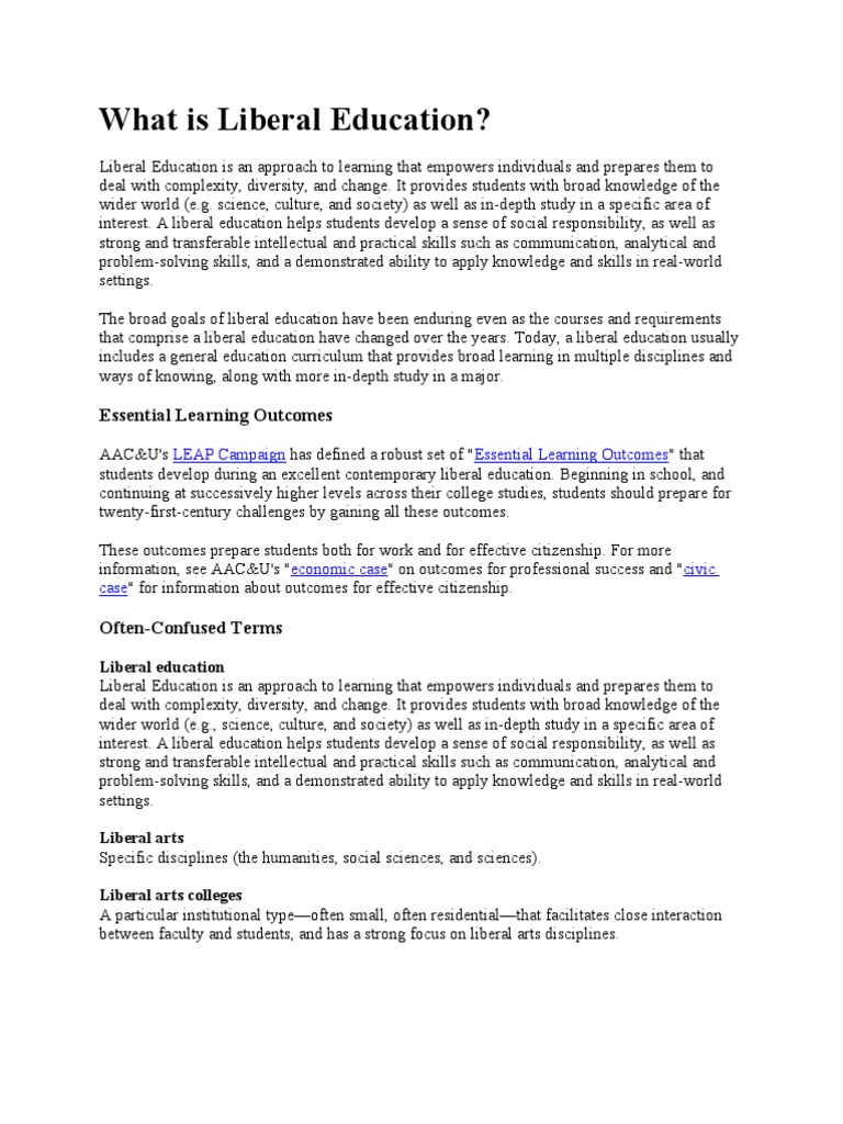 What Is Liberal Education | PDF | Liberal Arts Education | Liberalism