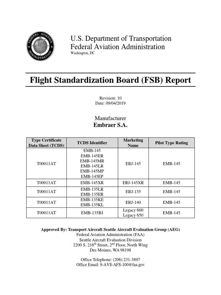 EMB-135-145 Rev 10 | PDF | Federal Aviation Administration | Aircraft