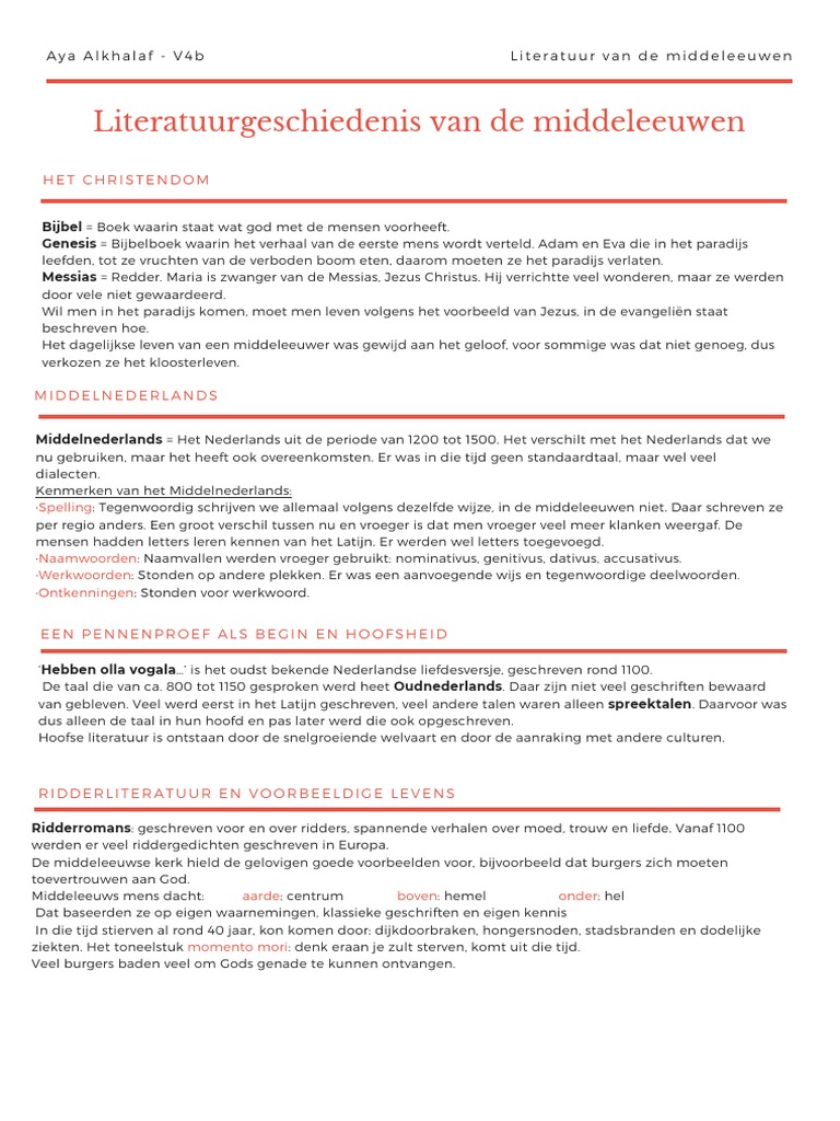 Literatuurgeschiedenis Van de Middeleeuwen | PDF