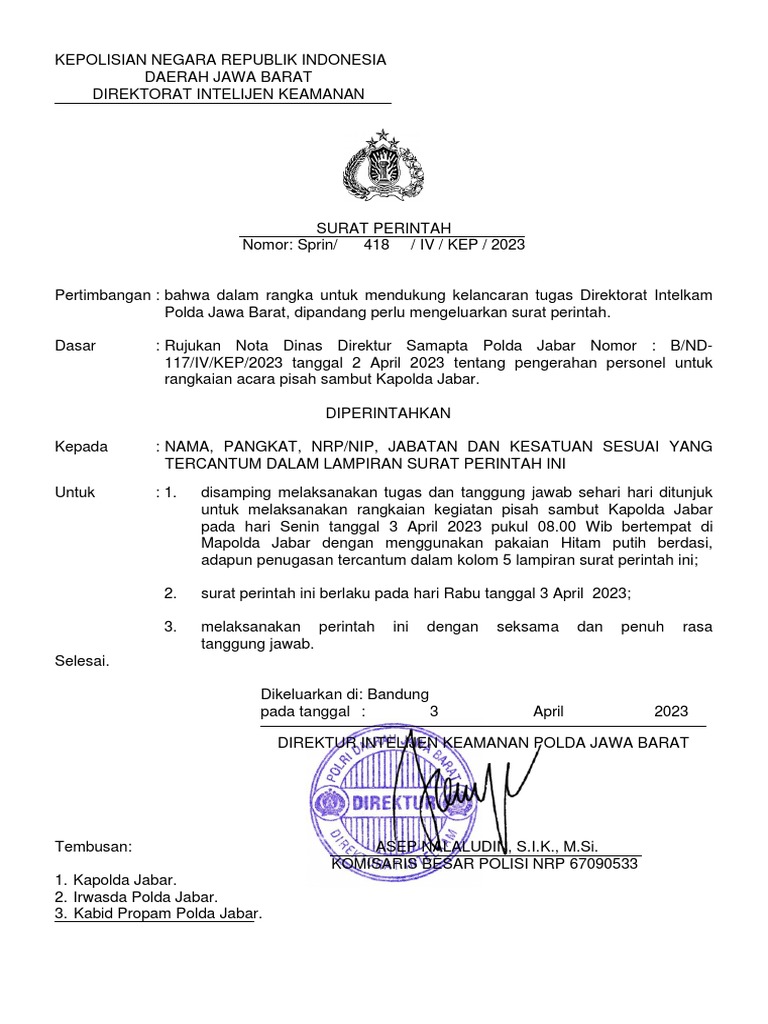 Pengangkatan dan Penugasan Personel Intelkam Polda Jabar untuk Acara ...