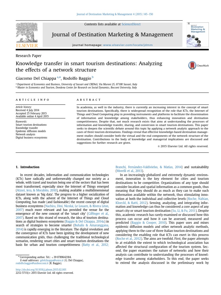 Knowledge Transfer in Smart Tourism Destinations | PDF | Eigenvalues ...