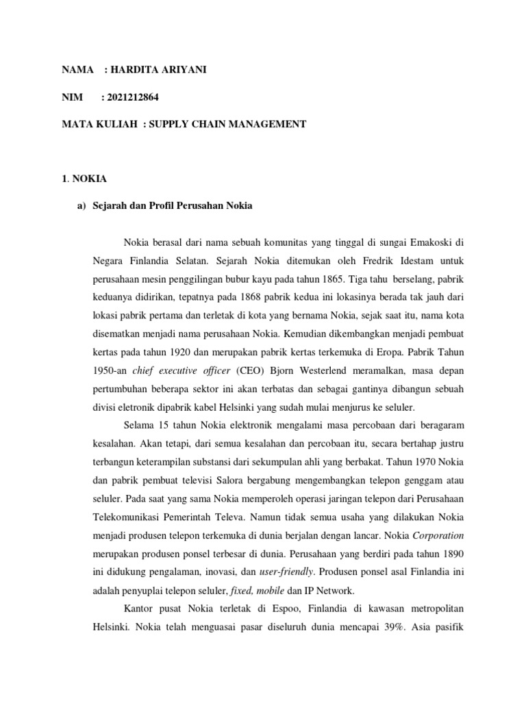 Tugas SCM Hardita Ariyani (2021212864) | PDF | Seni