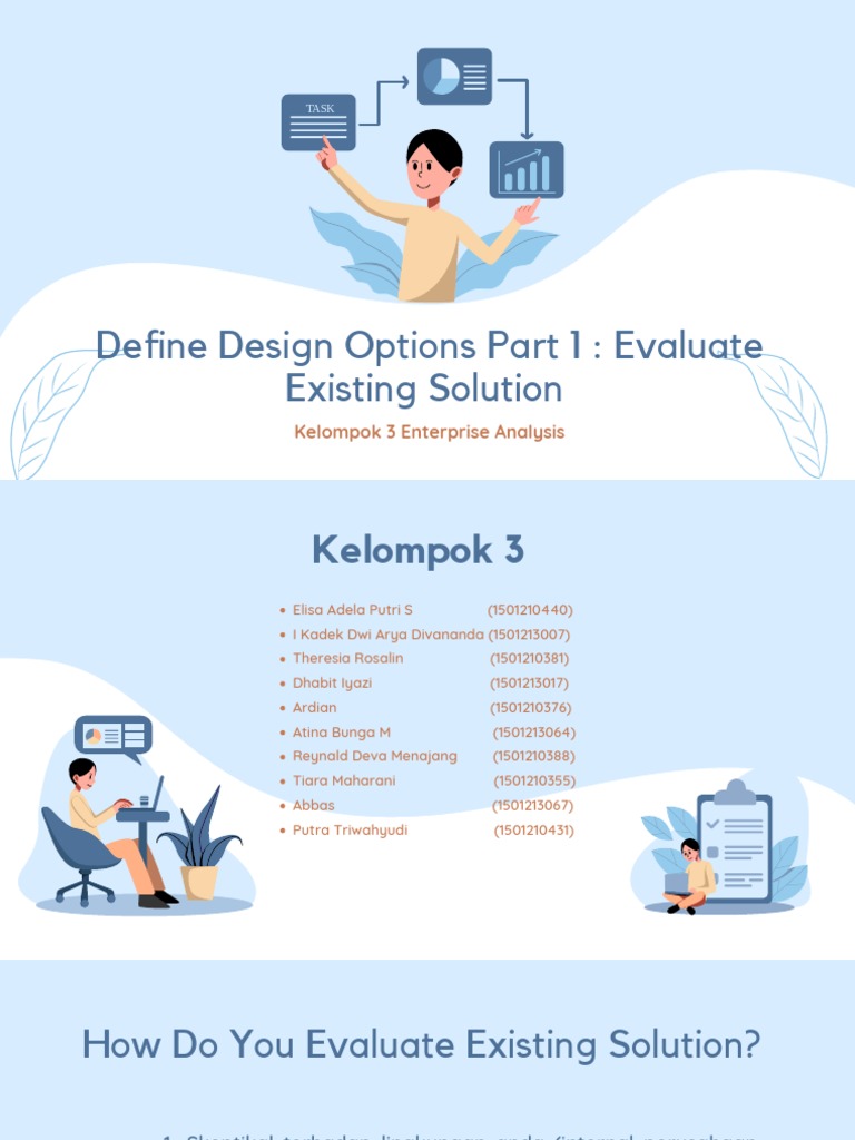 Define Design Options Part 1: Evaluate Existing Solution: Kelompok 3 ...