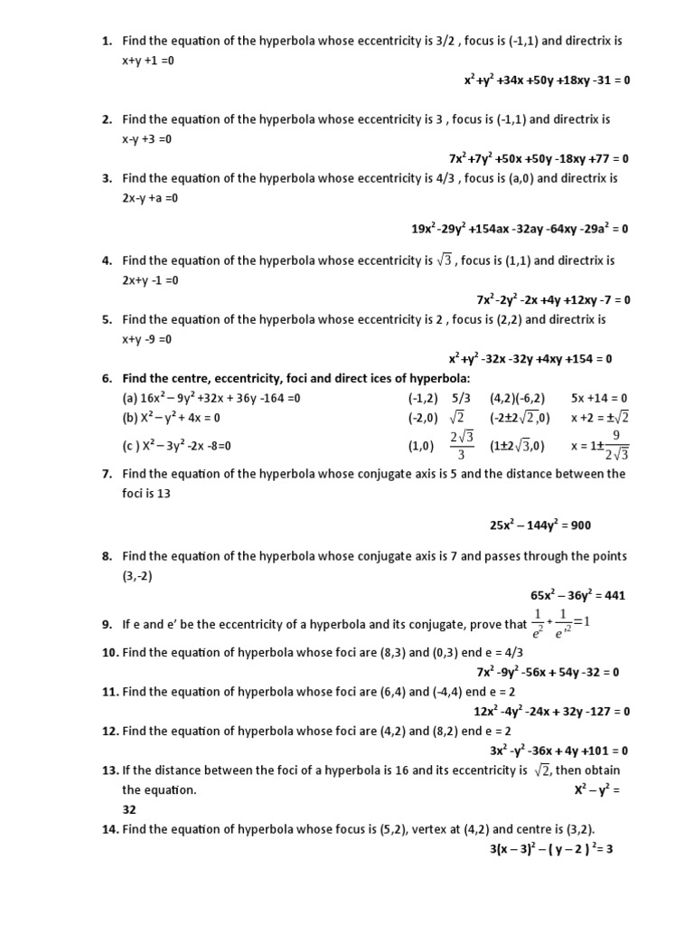 Hyperbola | Download Free PDF | Mathematical Objects | Classical Geometry