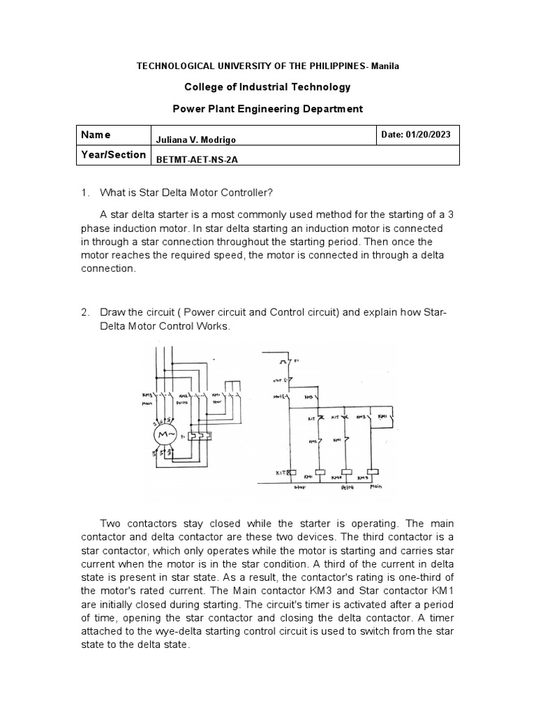 An Analysis of Star-Delta Motor Starting: Circuit Drawings ...