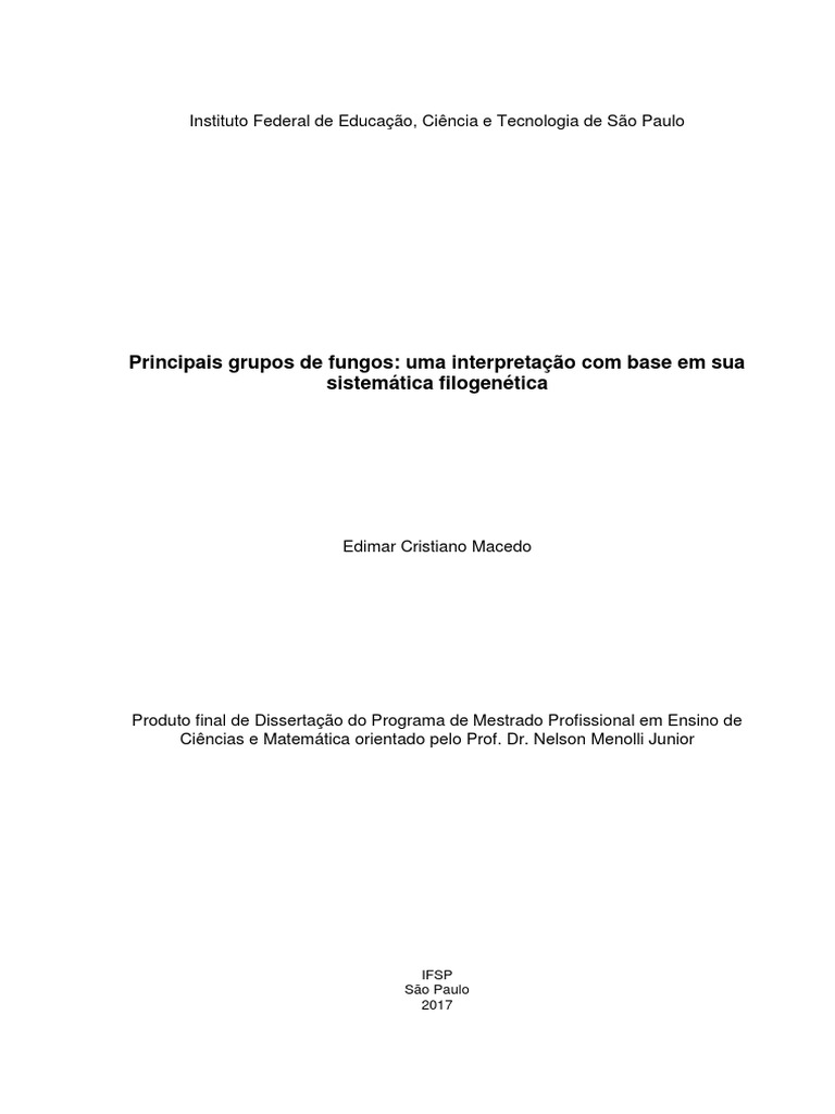 Produto Educacional Edimar Macedo | PDF | Fungo | Filogenética Molecular