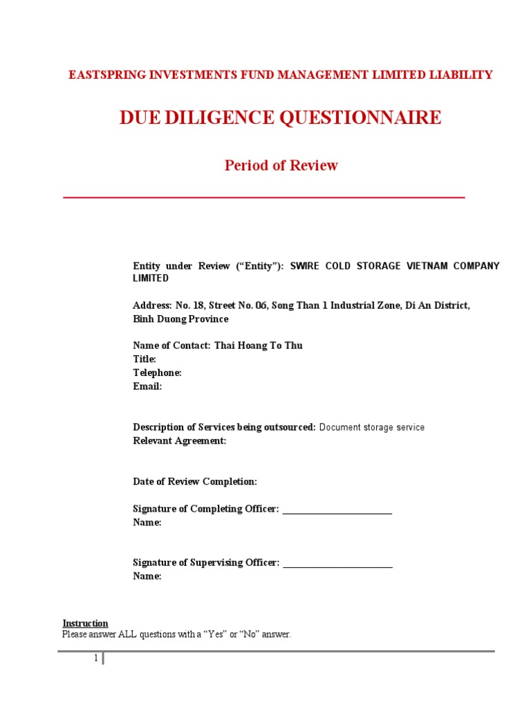 Annual Due Diligence Questionnaire - Swire | PDF | Audit | Regulatory ...