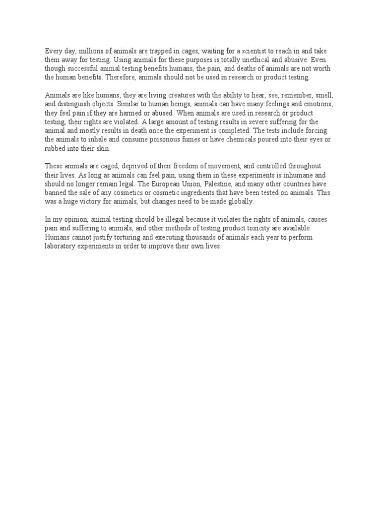 Animal Testing Essay | PDF
