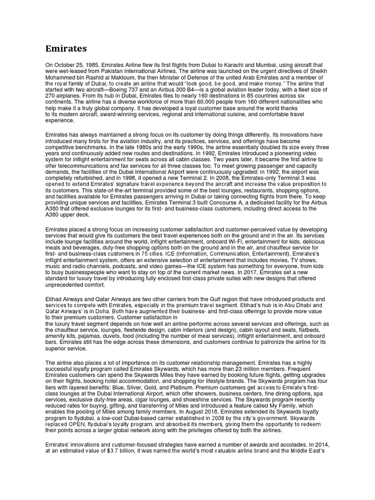 Emirates Case Study | PDF | Airport Lounge | Transport