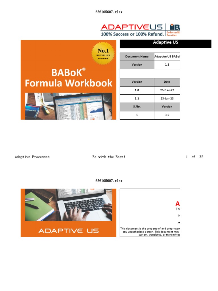 Adaptive US BABOK Formula Workbook v1.1 | PDF | Net Present Value | Return On Investment
