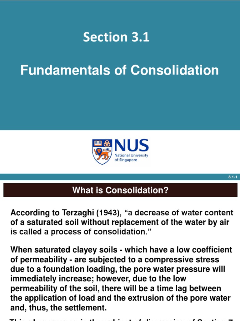 Section 3.1 Fundamentals of Consolidation | PDF | Physical Sciences ...