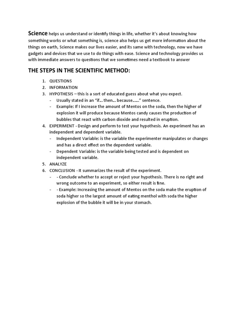 Steps of the Scientific Method | PDF