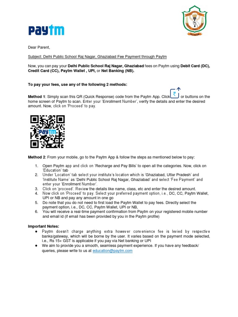 DPS Raj Nagar Fee Payment Guide | PDF | Business