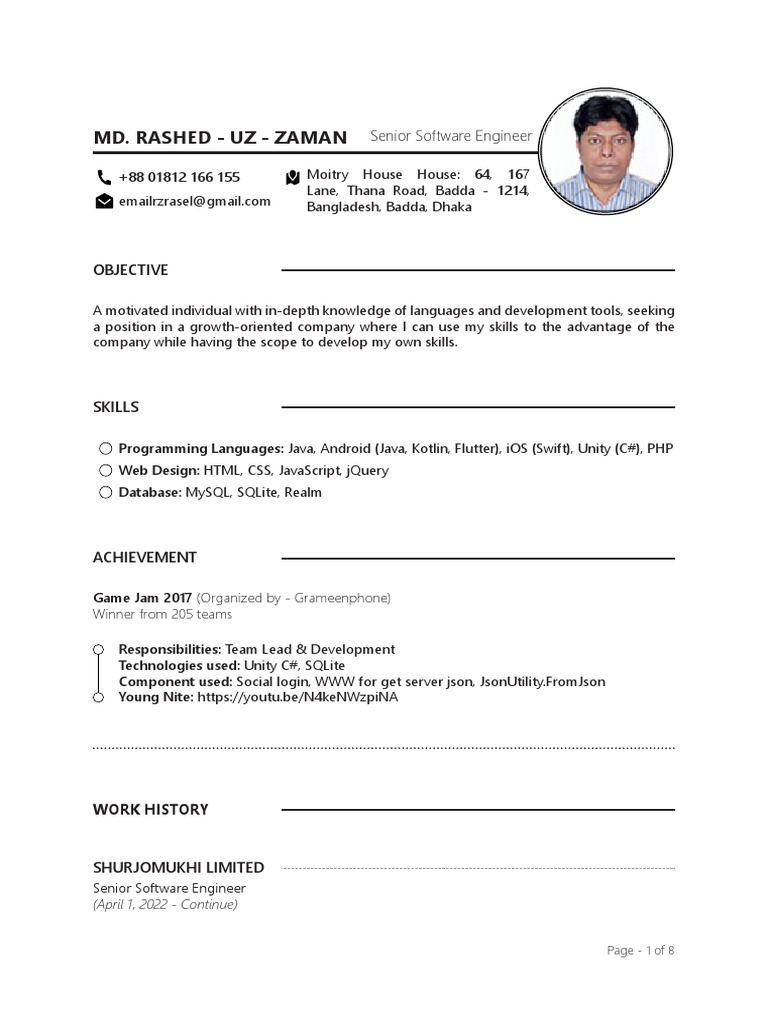 Rz Rasel CV - Curriculum Vitae (Rashed – Uz – Zaman) 2023-03-26 | PDF ...