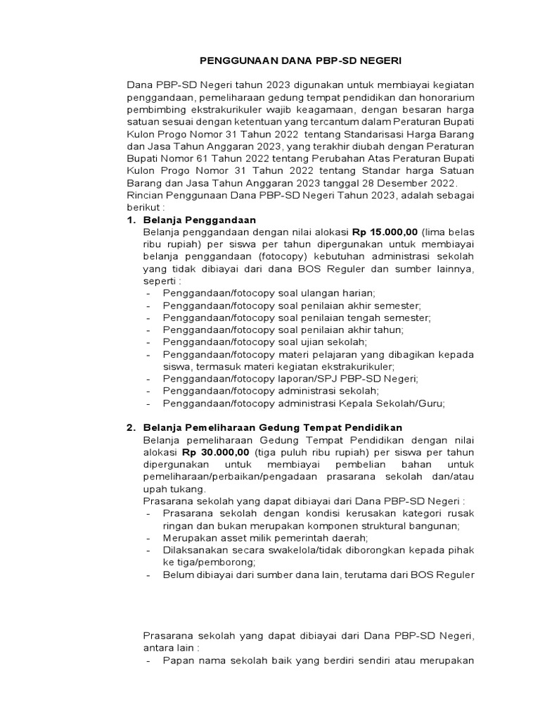 Ringkasan Penggunaan Dana PBP Negeri | PDF