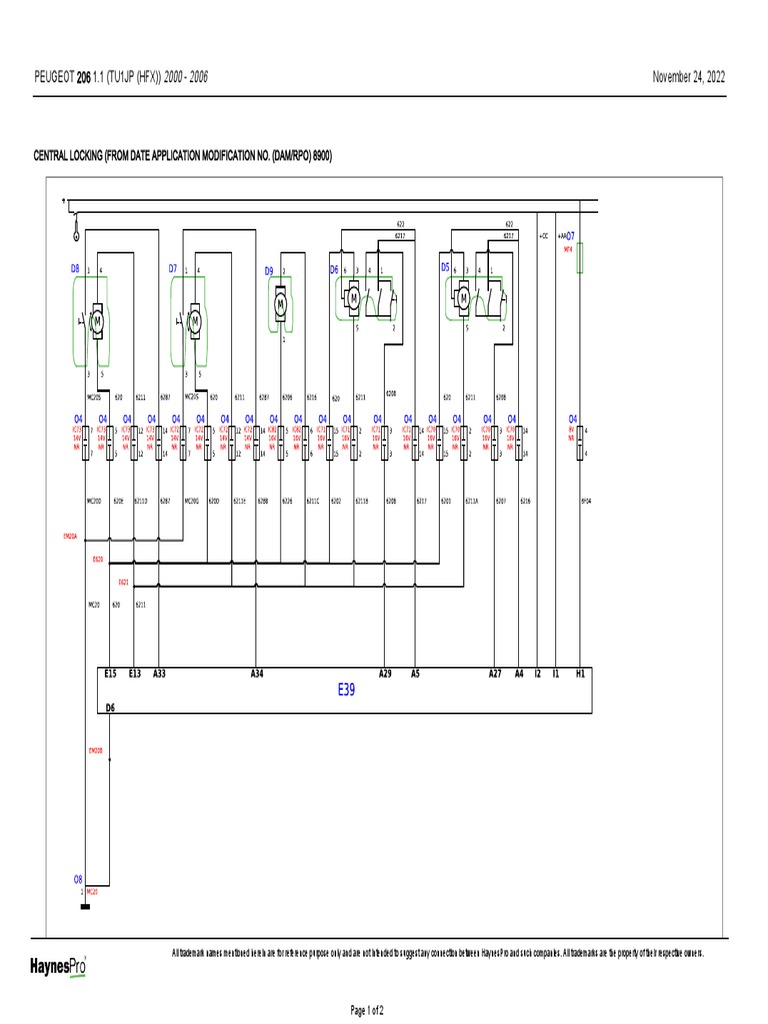 PEUGEOT 206 1.1 (TU1JP (HFX) ) 2000 - 2006 November 24, 2022 | PDF