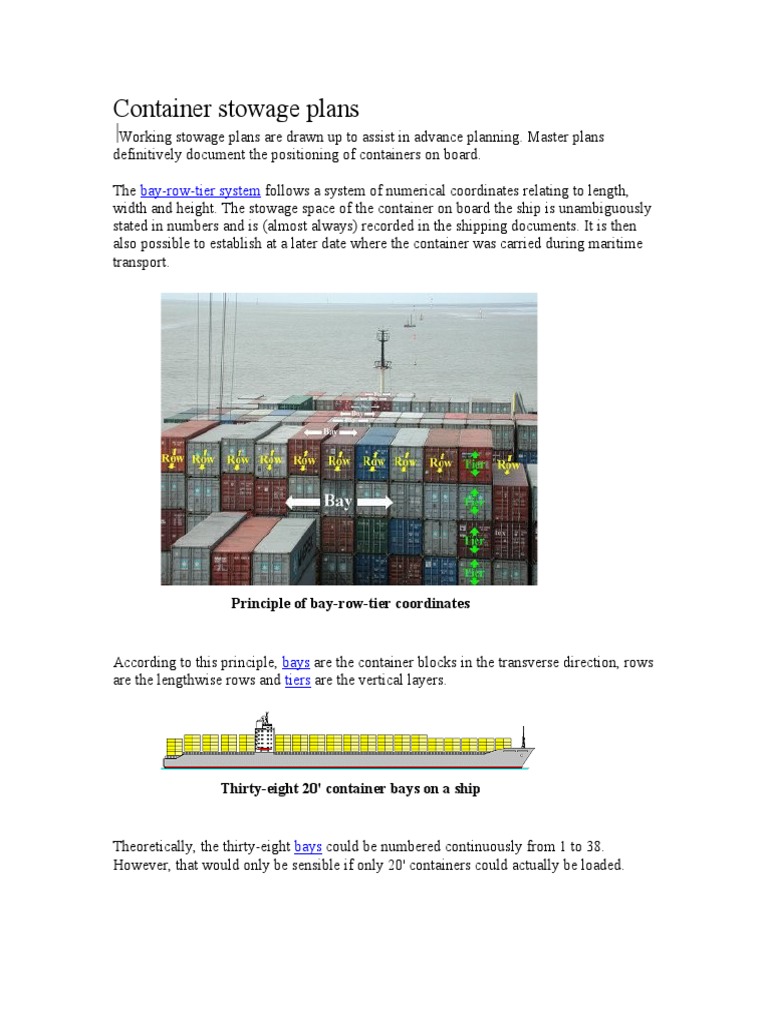 Container Stowage Plan | PDF | Deck (Ship) | Water Transport