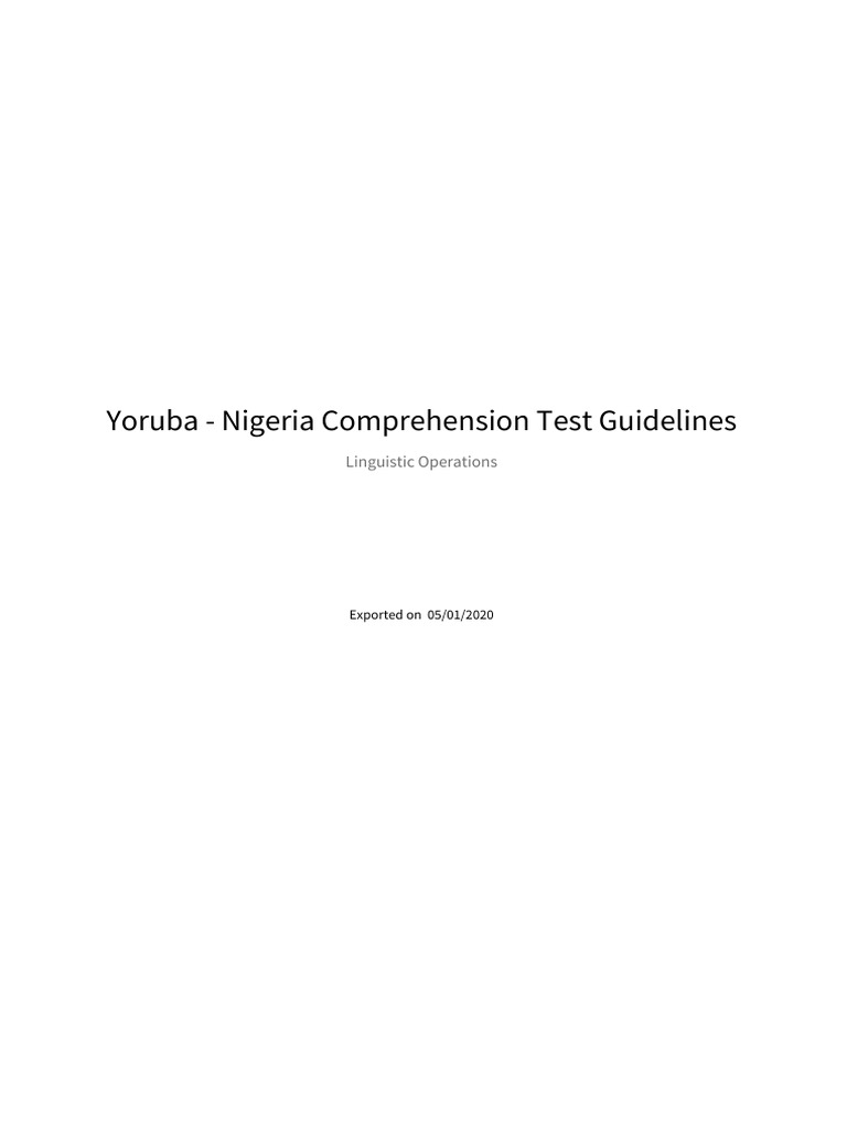 Yoruba Comprehension Test Guidelines | PDF | Linguistics | Human ...