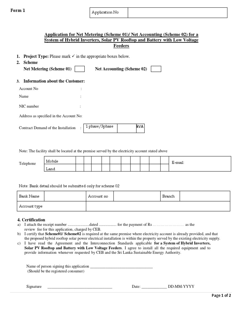 Hybrid Rooftop Solar Application Form | PDF | Photovoltaic System ...