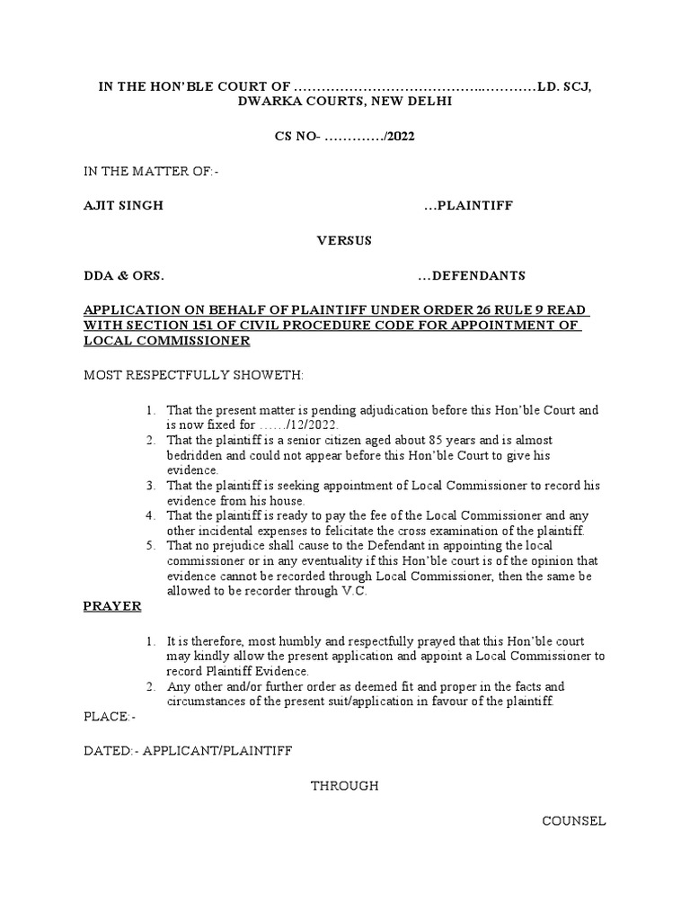 Application To Appoint Court Commissioner | PDF | Affidavit ...