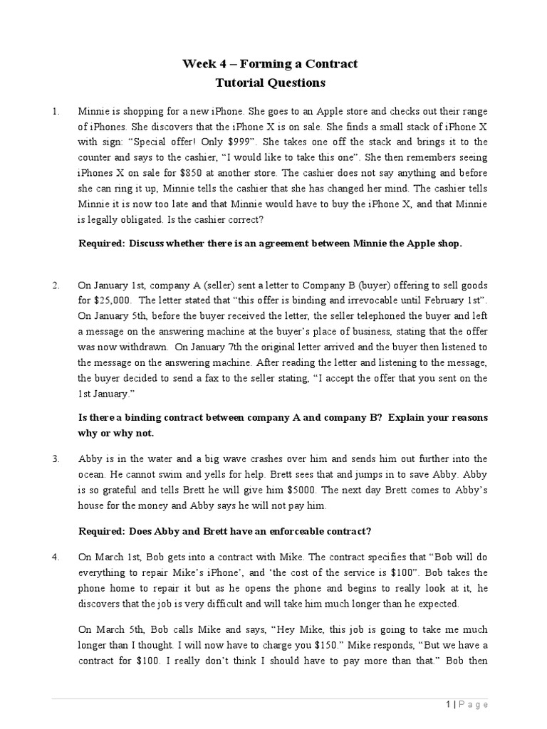 Week 4 Tutorial Questions | PDF