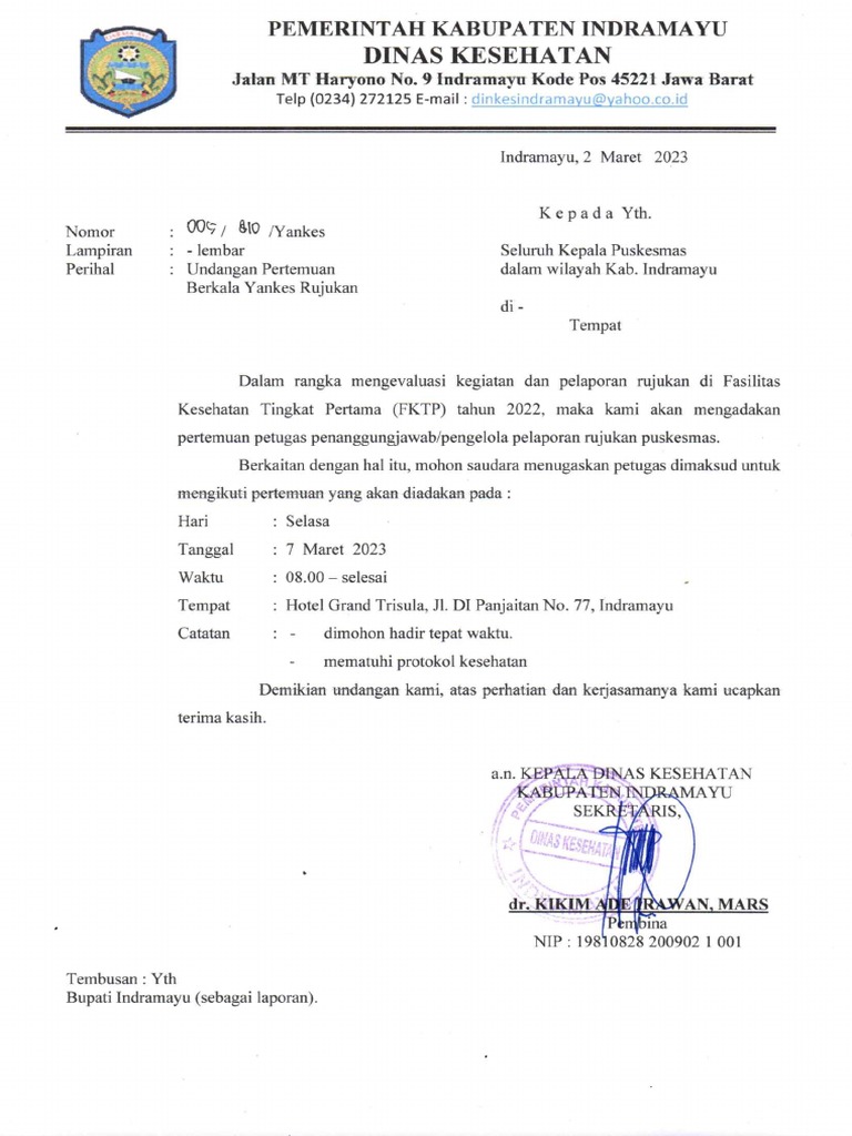 Surat Undangan Pertemuan Berkala | PDF