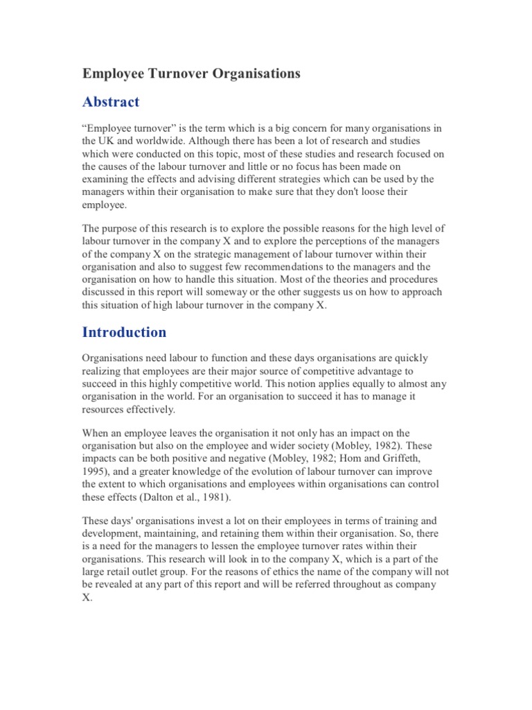 Employee Turnover Organ Is at Ions | PDF | Turnover (Employment ...