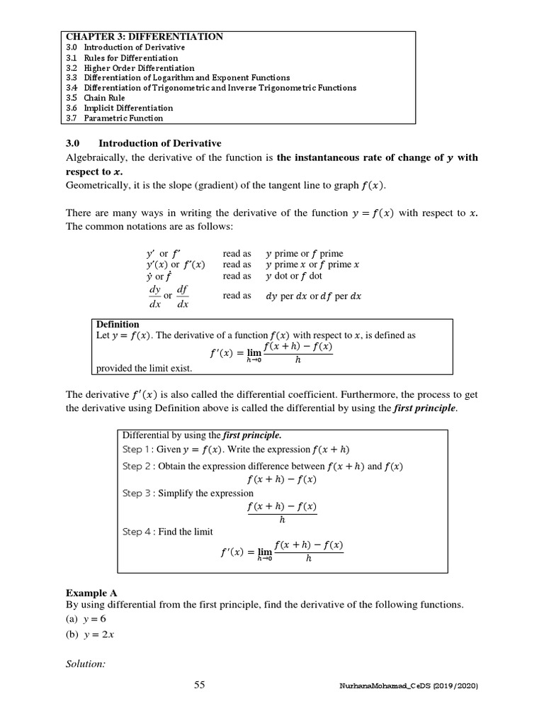 3.0 Introduction of Derivative: DX Dy DX DF | Download Free PDF | Derivative | Trigonometric ...