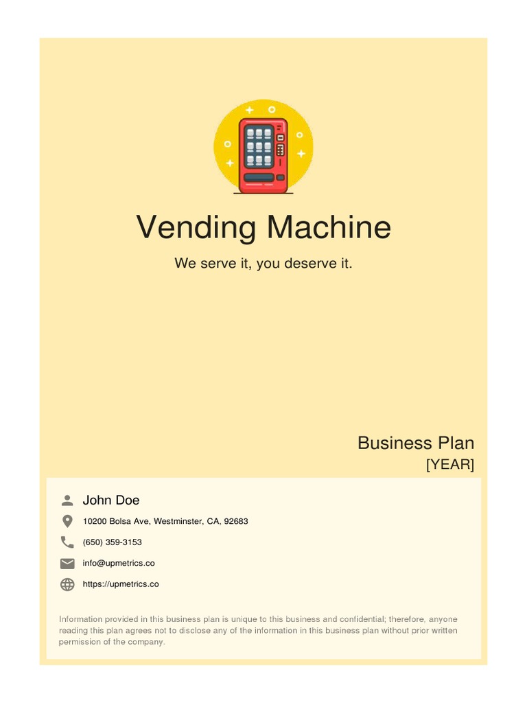 Vending Machine Business Plan Example | PDF | Gross Margin | Current ...