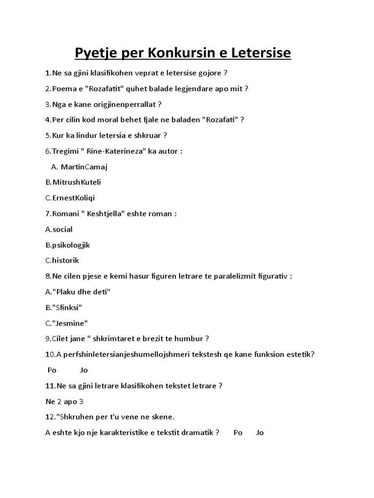 Konkursi I Letersise9Letersi Sintakse) | PDF