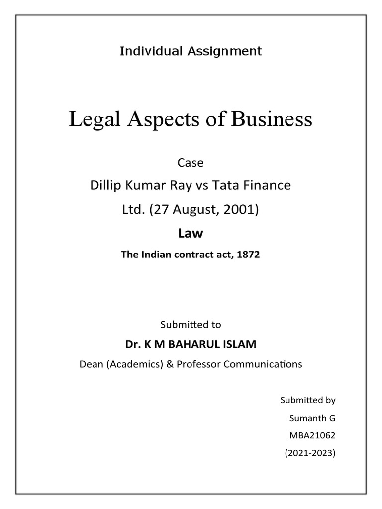 MBA21062 - Sumanth G - LAB Assignment-01 | PDF | Lawsuit | Arbitration