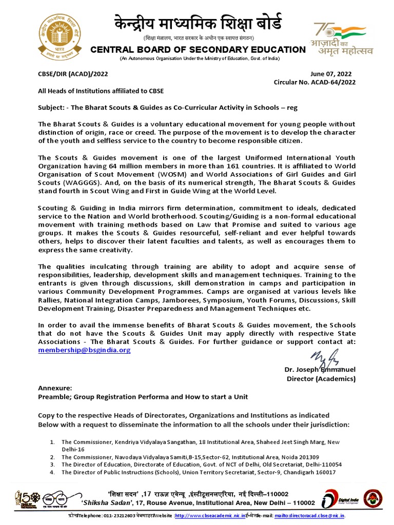 Promoting Youth Development Through Scouting and Guiding: CBSE ...