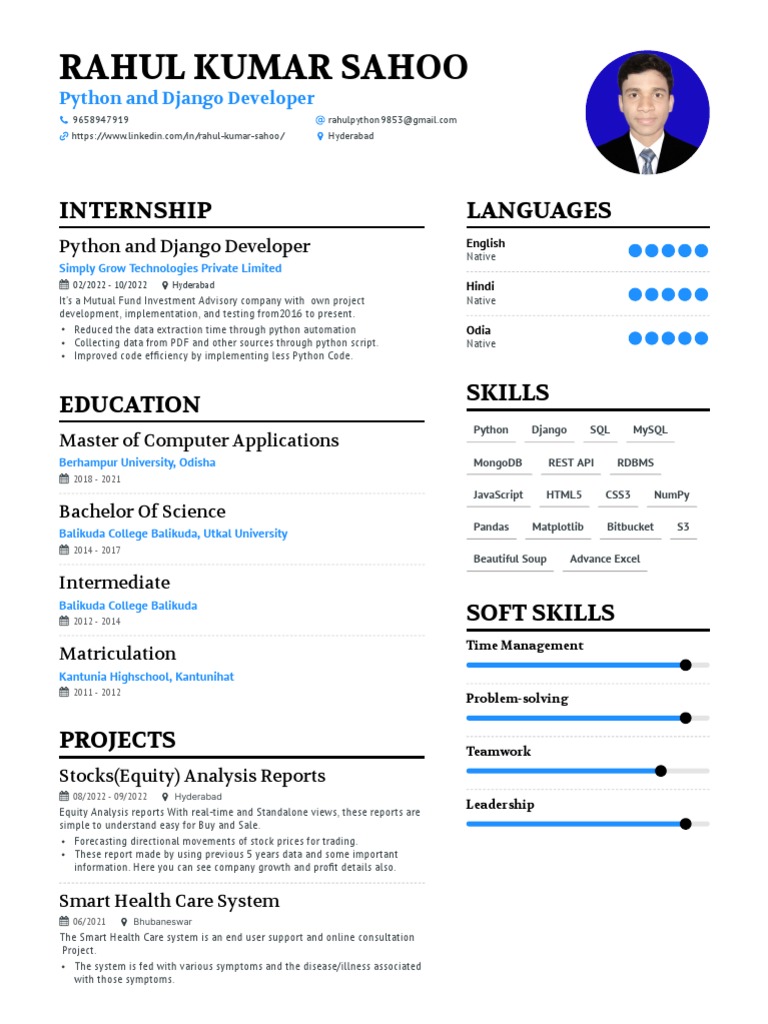 Rahul Kumar Sahoo Resume | PDF | Python (Programming Language) | Computing Rahul Kumar Sahoo Resume | PDF | Python (Programming Language) | Computing