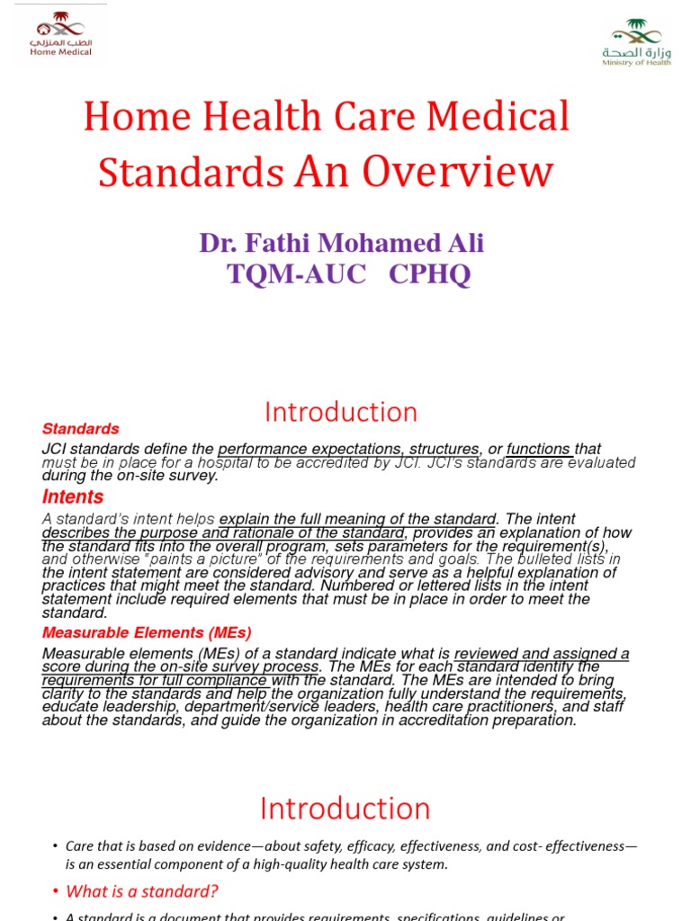 Home Health Care Medical Standards: An Overview | PDF | Patient ...