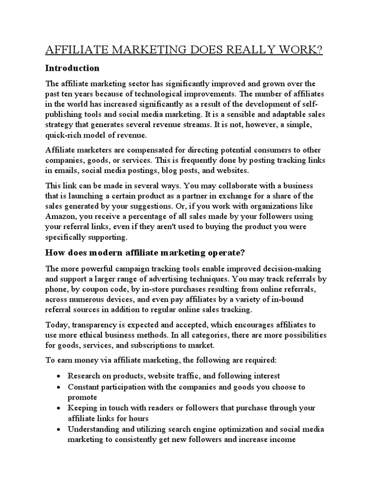 AFFILIATE MARKETING DOES REALLY WORK (Bizgurukul) | PDF | Affiliate Marketing | Marketing