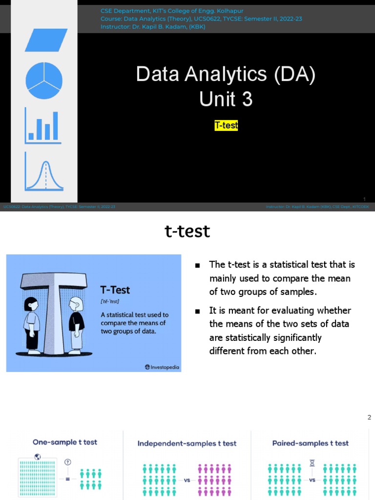 DA Unit 3 T Test (Class | Download Free PDF | Student's T Test ...