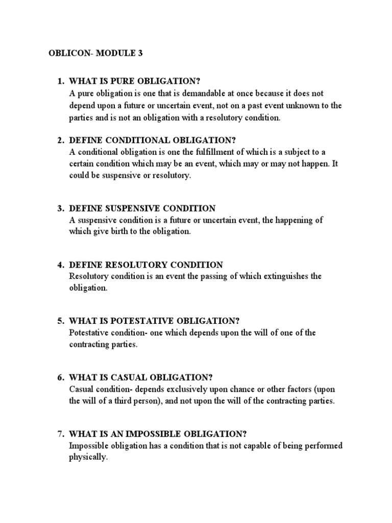 OBLICON - Module 3&4 | PDF | Payments | Creditor