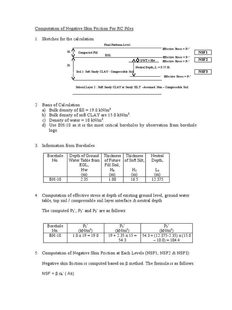 Computation of negative skin friction for RC piles | PDF | Materials ...