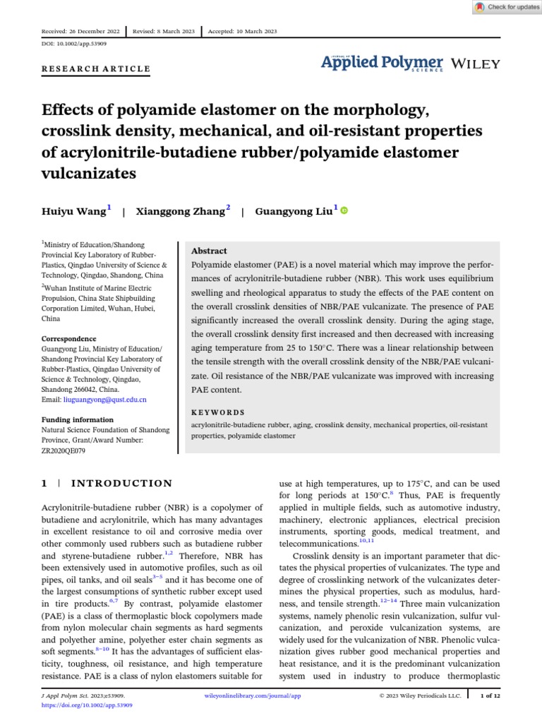 J of Applied Polymer Sci - 2023 - Wang - Effects of Polyamide Elastomer ... J of Applied Polymer Sci - 2023 - Wang - Effects of Polyamide Elastomer ...