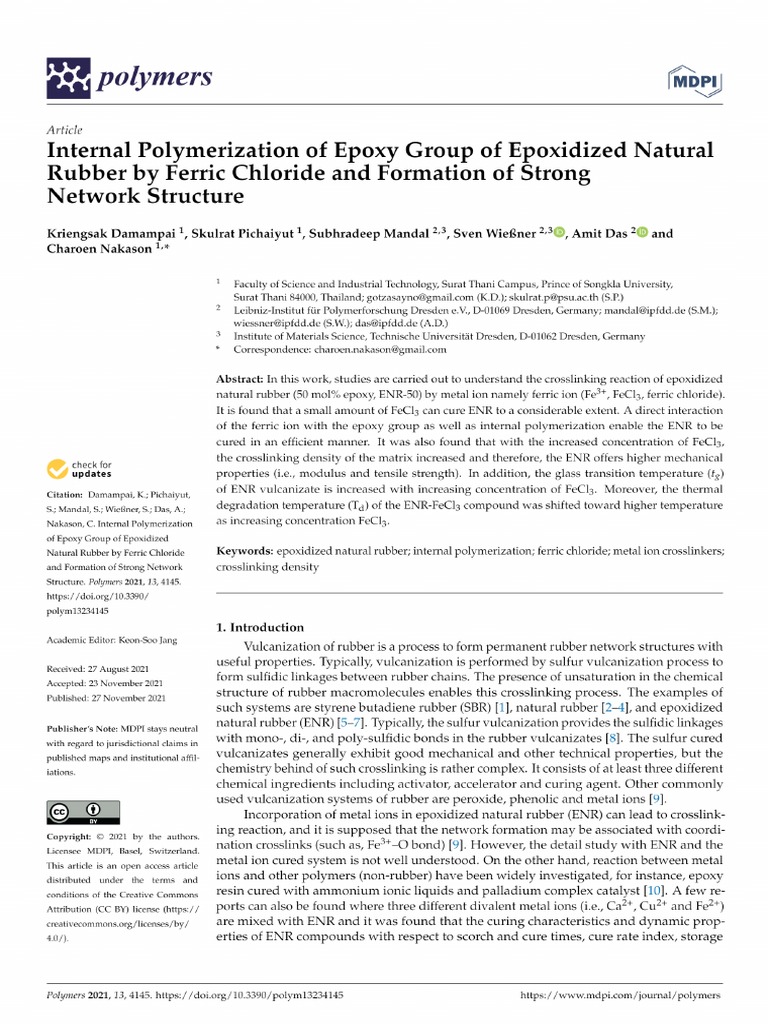 Internal Polymerization of Epoxy Group of Epoxidized Natural Rubber by ...