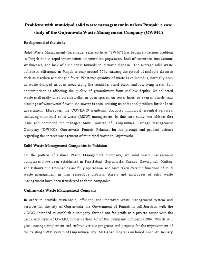 Case Study (GWMC) | PDF | Municipal Solid Waste | Waste Management