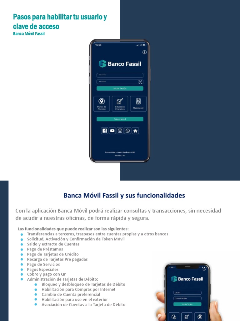 Alta Usuario y Solicitud de Token Banca Movil Fassil | PDF | Teléfonos ...