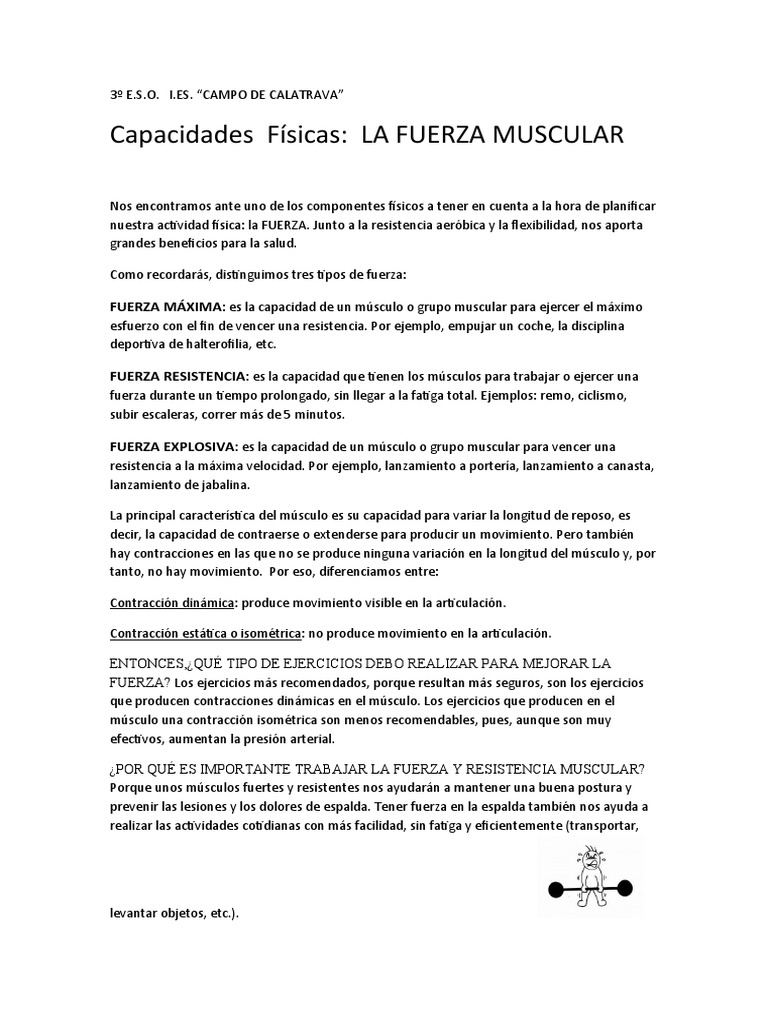 La Fuerza Muscular | PDF | Contracción muscular | Músculo