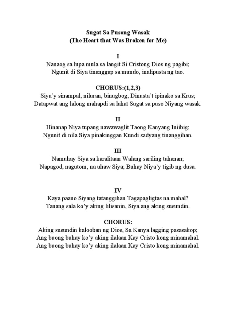Sugat Sa Pusong Wasak (The Heart That Was Broken For Me) I | PDF