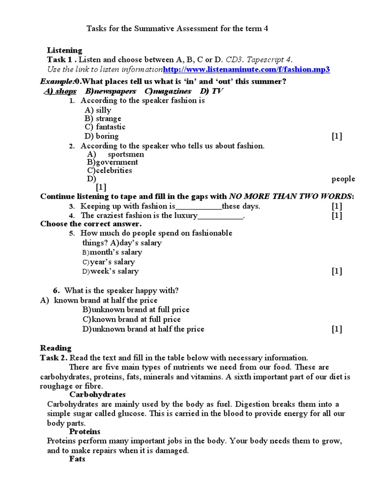 7 Grade SA 4 Term | PDF | Foods | Diet & Nutrition