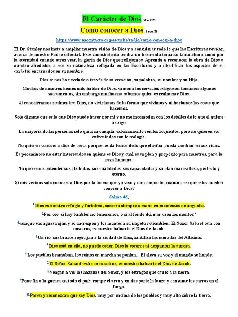 Conociendo el Carácter de Dios | PDF | Dios | Teología
