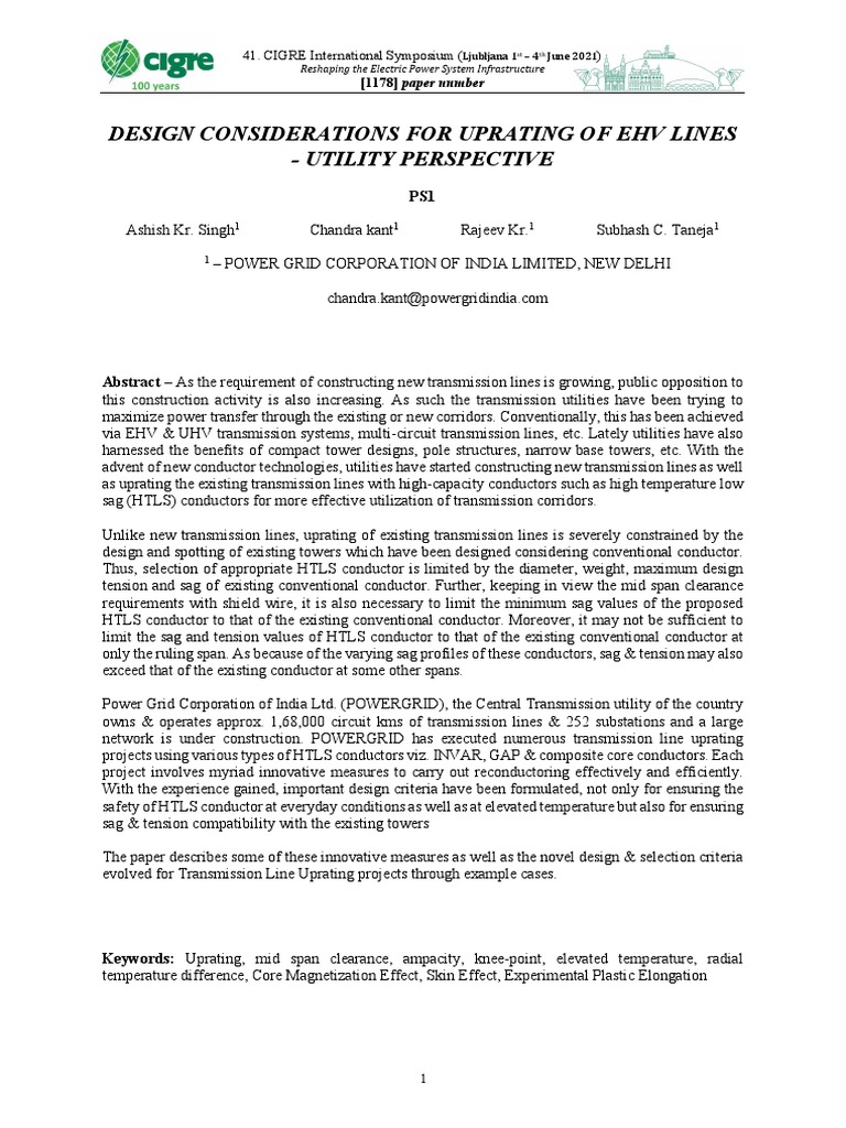 Cigre-Paper Ljubljana | PDF | Electrical Conductor | Electric Power ...